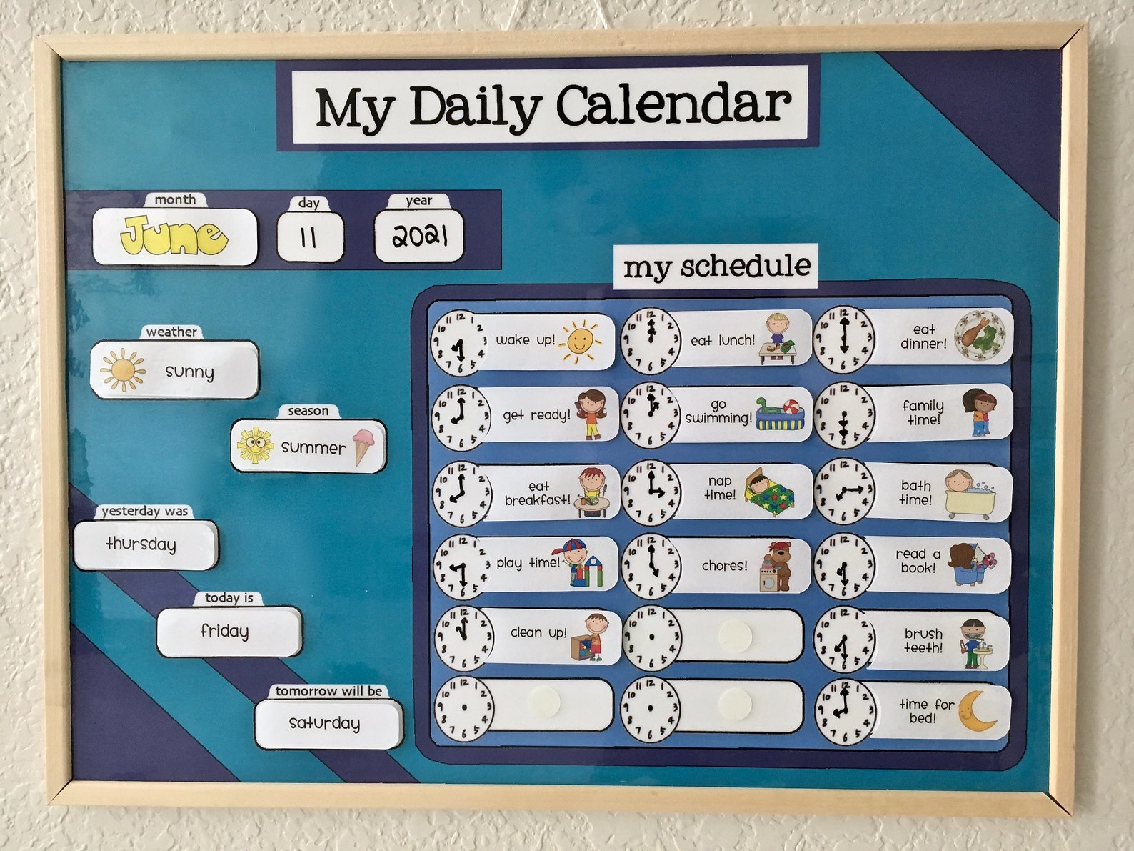 Daily Kids Calendar, Schedule, Activity & Chore Chart - Personalized ...