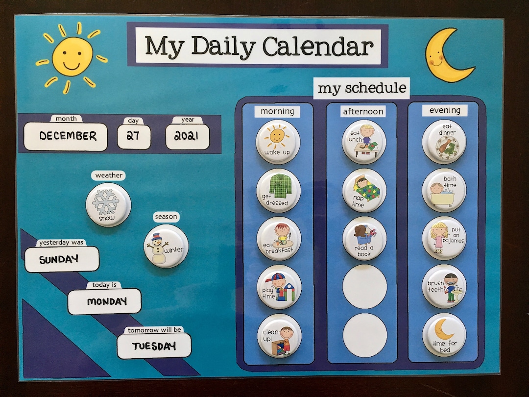 Daily Kids Magnet Calendar, Schedule, Activity & Chore Chart ...