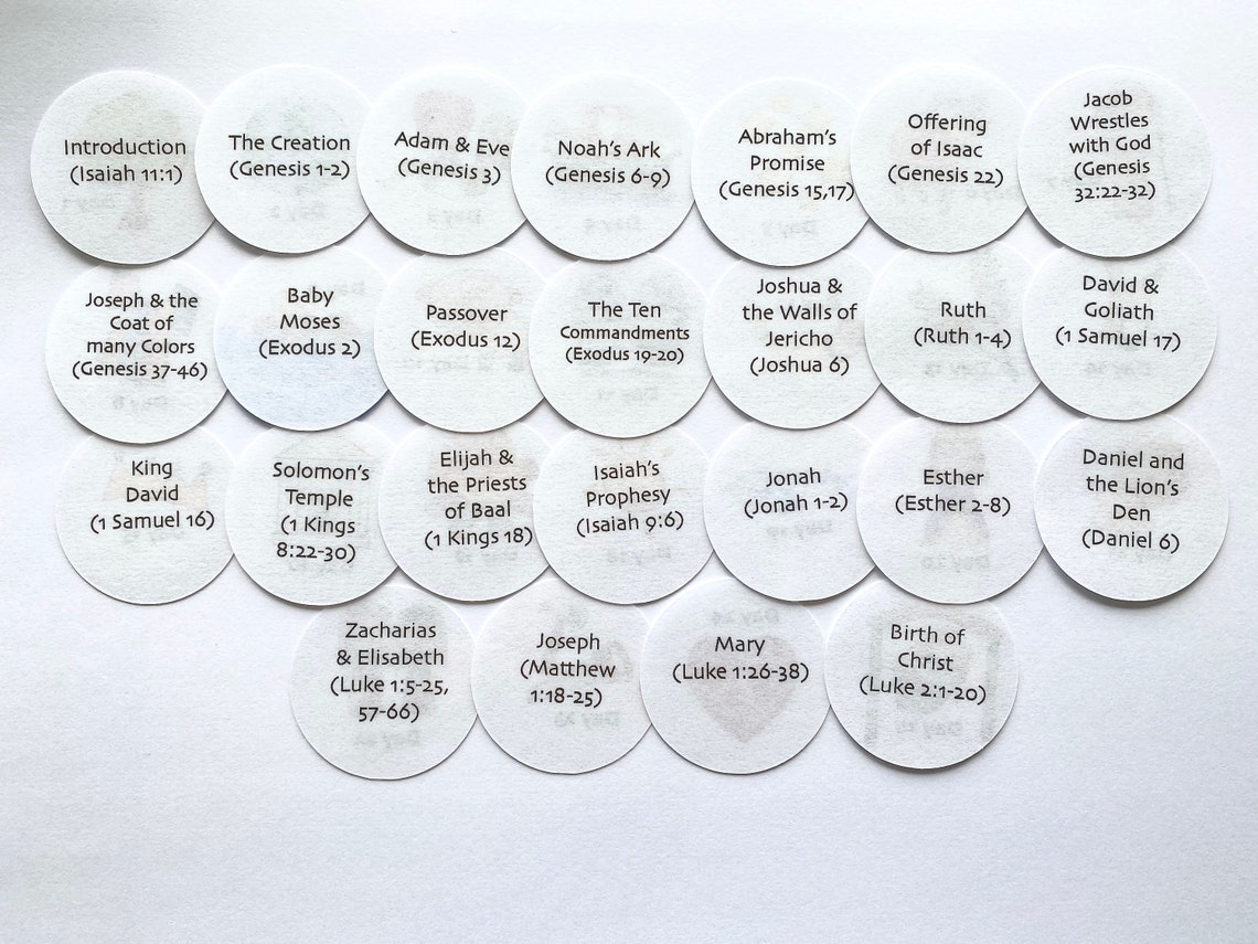 Printable Jesse Tree Ornaments Advent Cards Countdown to | Etsy