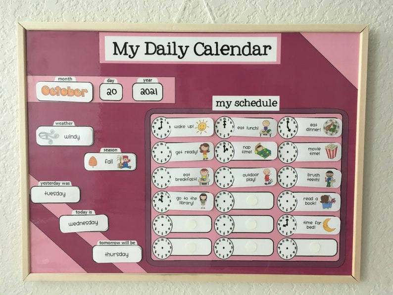 Daily Kids Calendar Schedule Activity & Chore Chart | Etsy