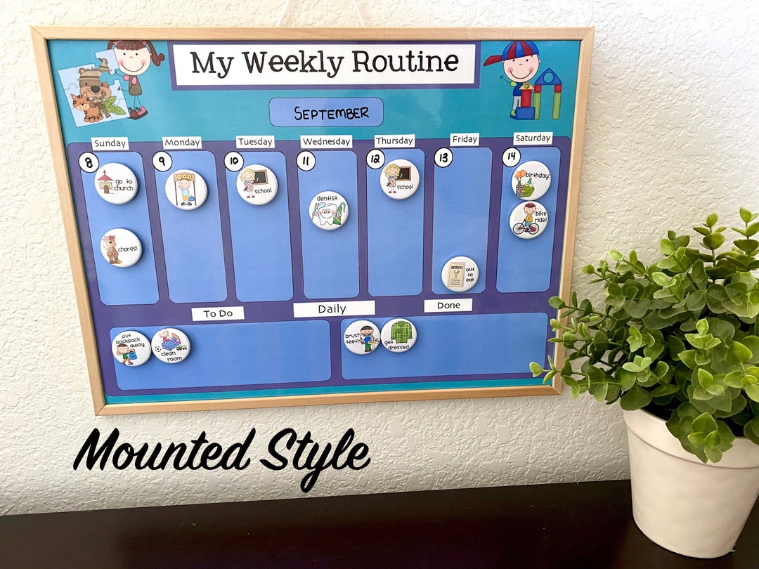Weekly Routine Kids Magnet Calendar, Schedule, Activity & Chore Chart ...