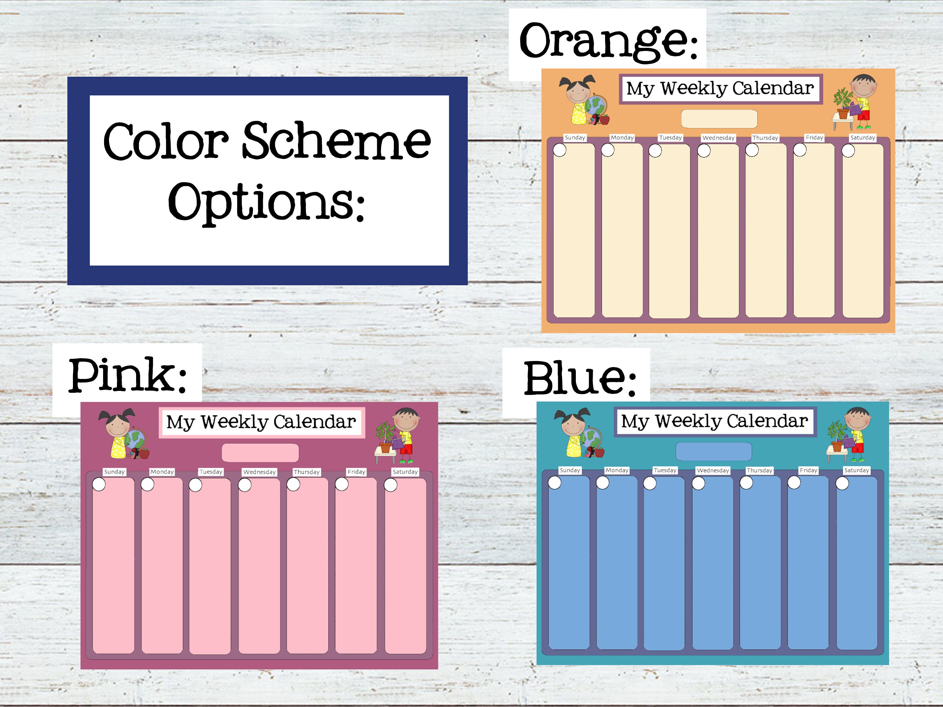 Weekly Kids Calendar Schedule Activity & Chore Chart - Etsy