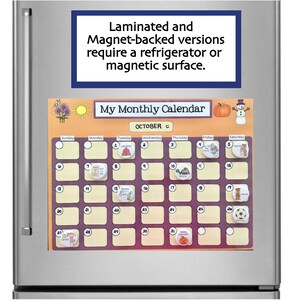 Monthly Kids Magnet Calendar, Schedule, Activity Chart - Personalized ...