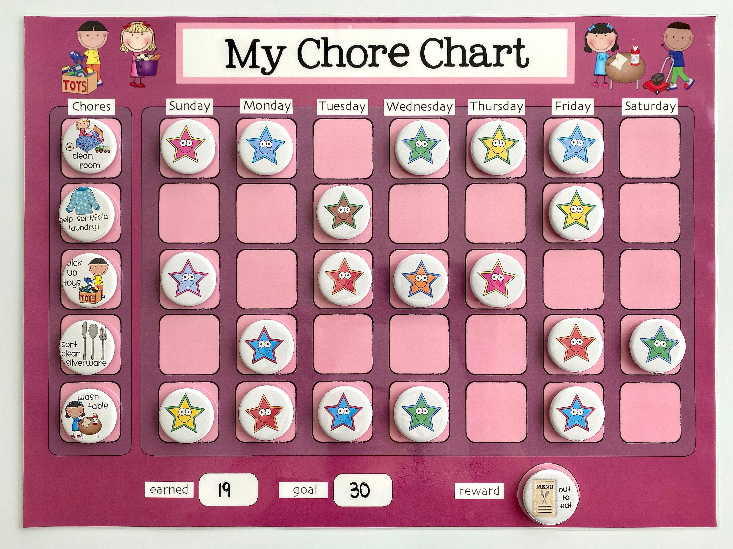 Kids Weekly Magnet Chore Chart Task Chart Daily/weekly | Etsy