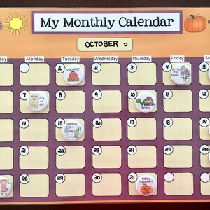 Monthly Kids Magnet Calendar Schedule Activity Chart | Etsy