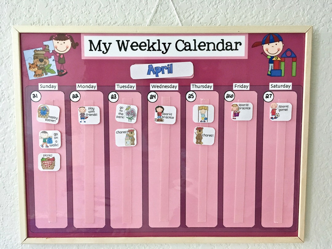 Weekly Kids Calendar, Schedule, Activity & Chore Chart - Personalized ...