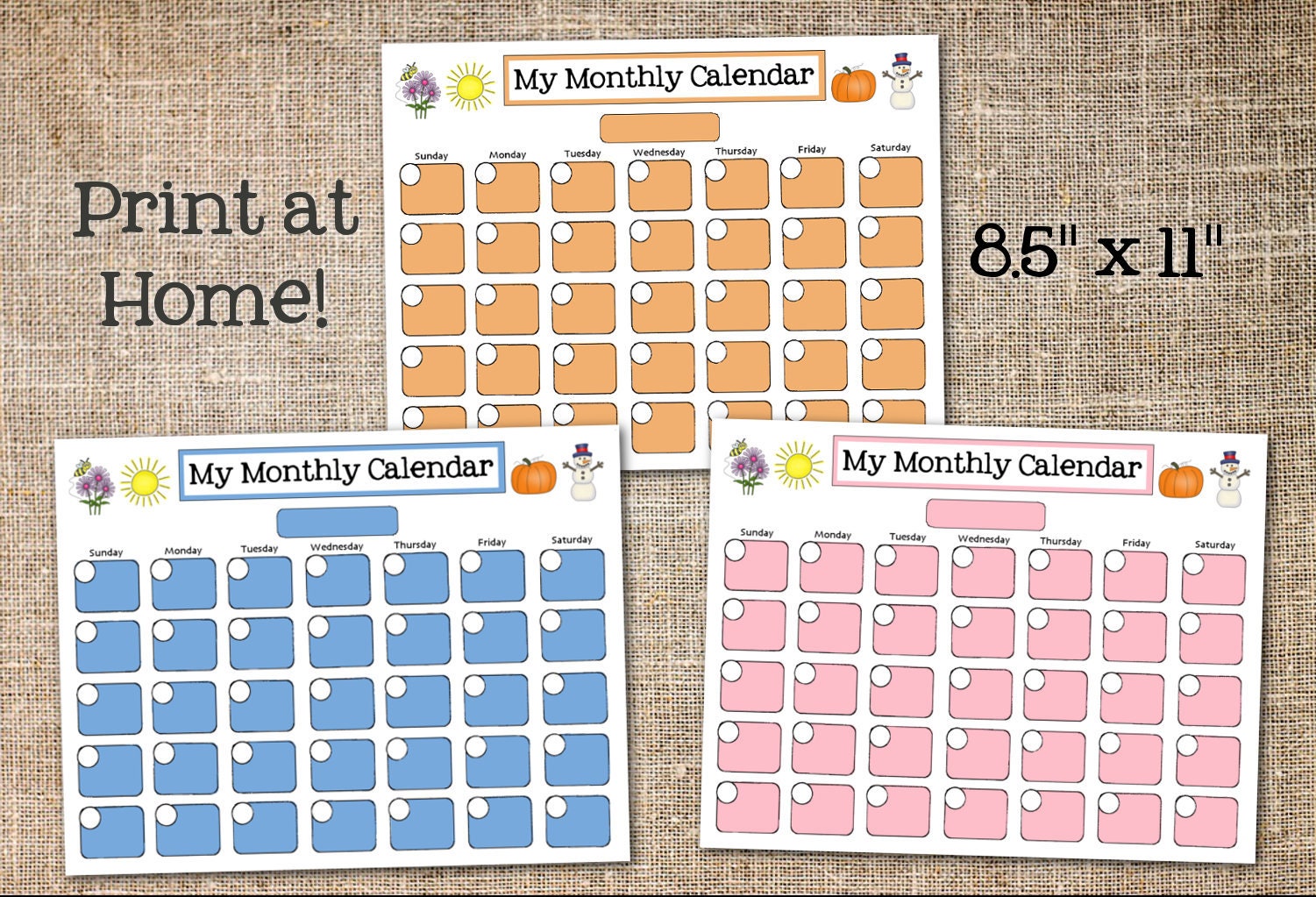 Small Kids Monthly Calendar and Mini Tiles Printable - Etsy Ireland