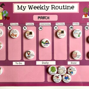 Weekly Routine Kids Magnet Calendar, Schedule, Activity & Chore Chart ...