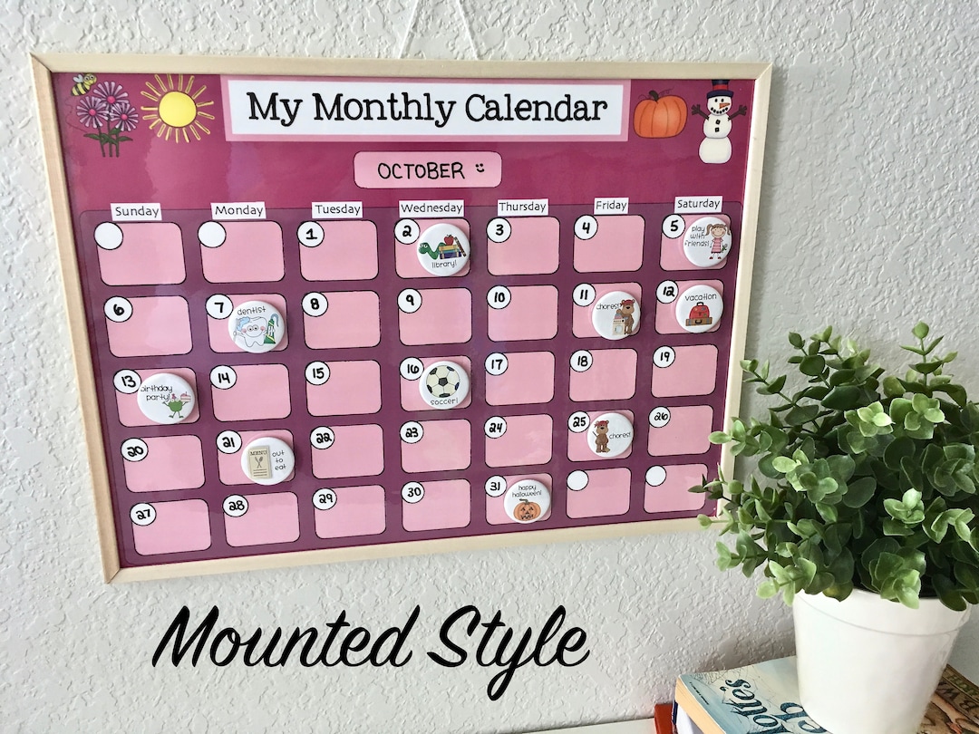 Monthly Kids Magnet Calendar, Schedule, Activity Chart - Personalized ...