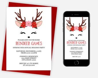 Reindeer Games Invitation Template - Etsy