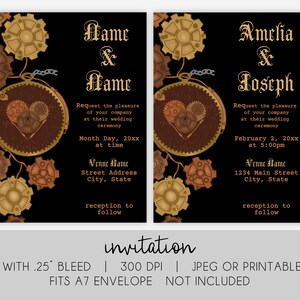 Steampunk Wedding Invitation Suite Editable Invitation Corjl - Etsy