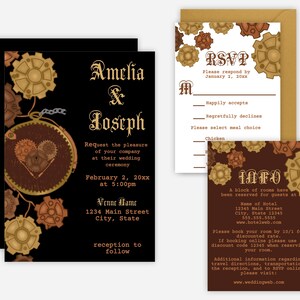 Steampunk Wedding Invitation Suite Editable Invitation Corjl - Etsy