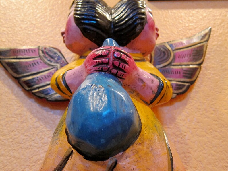 Mexican Folk Art Carved Wood Spanish Colonial Wing Wall Angel - Etsy