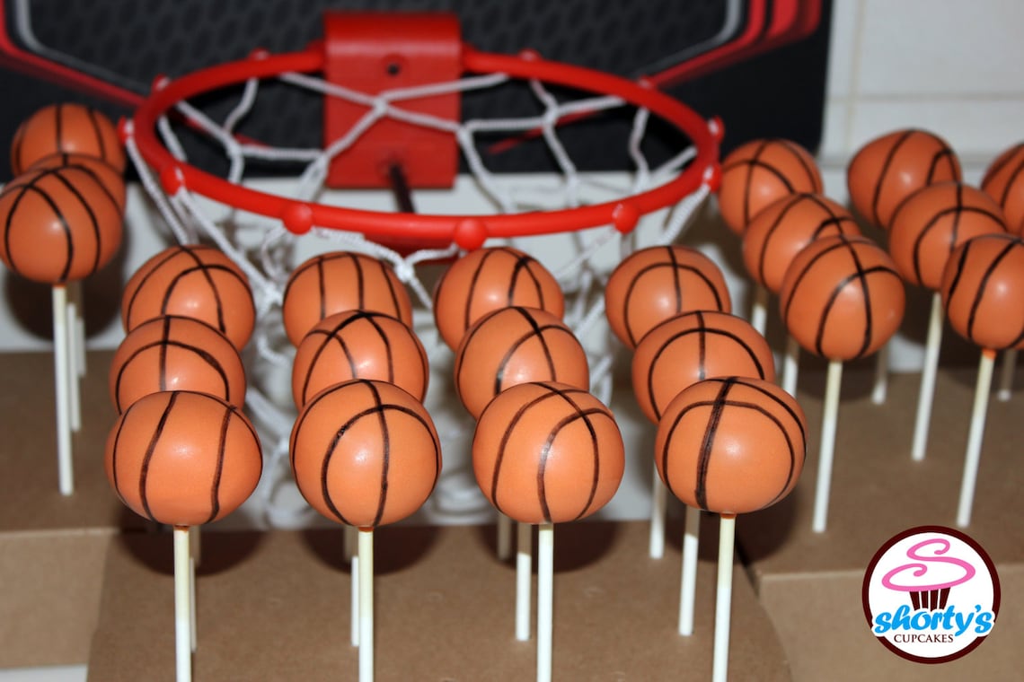 Basketball Themed Gourmet Cake Pops - Etsy