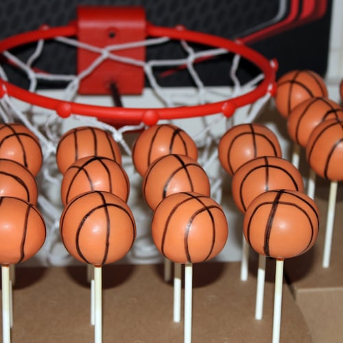 Basketball Themed Gourmet Cake Pops - Etsy
