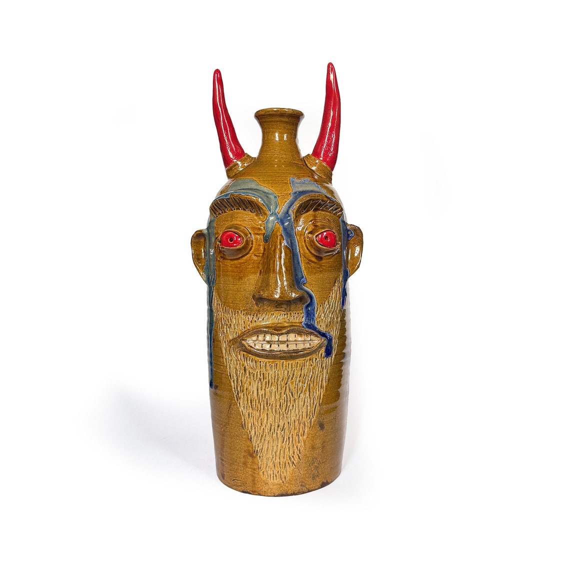 Devil Horned Face Jug, Randy Tobias - Etsy
