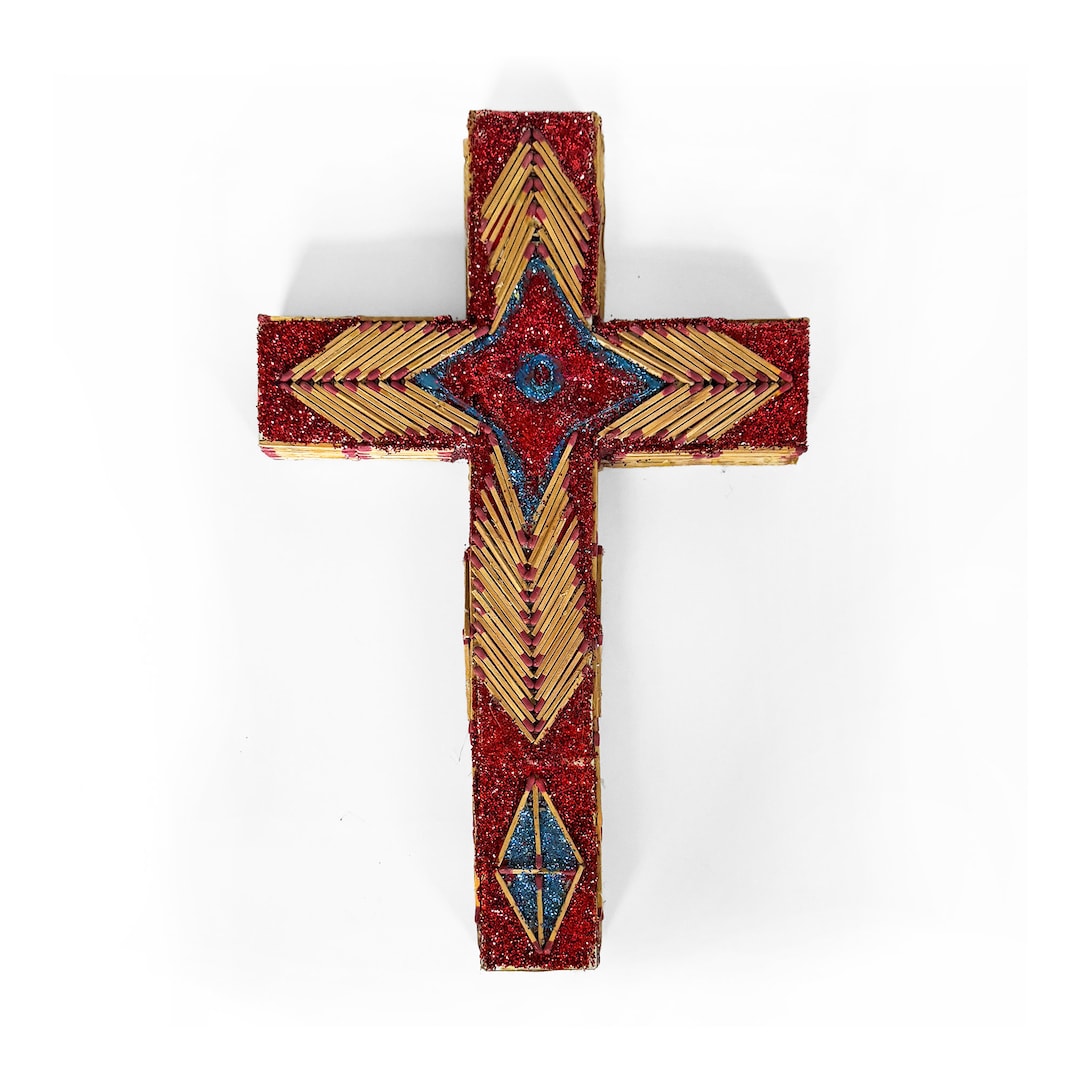 Outsider Art Johnny Tolliver Matchstick Cross With Glitter - Etsy