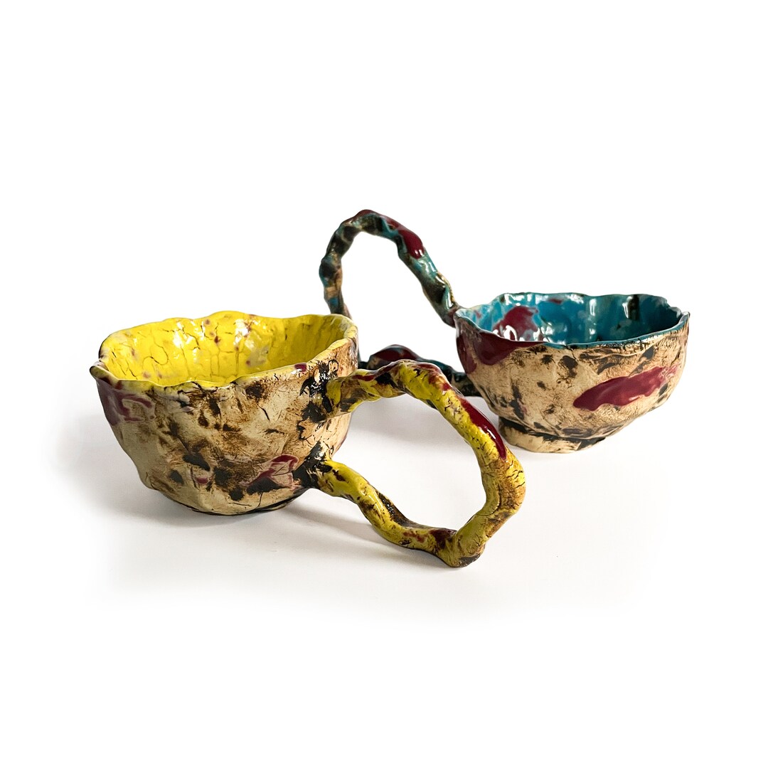 Art Brut Ceramic Tea Cup Pair - Etsy