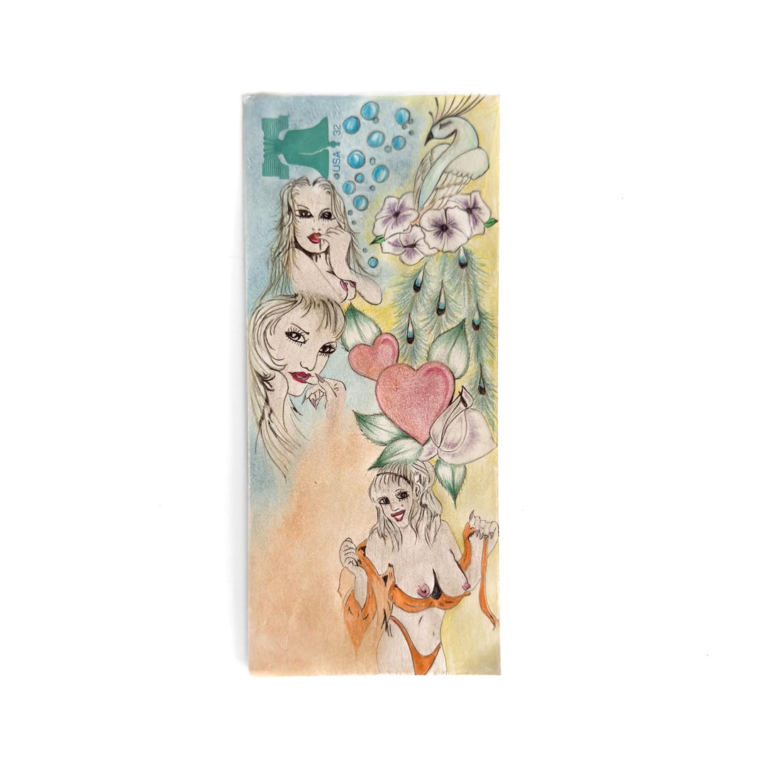 Vintage Inmate Art Drawing on #10 Envelope – Colored Pencil, Tattoo ...