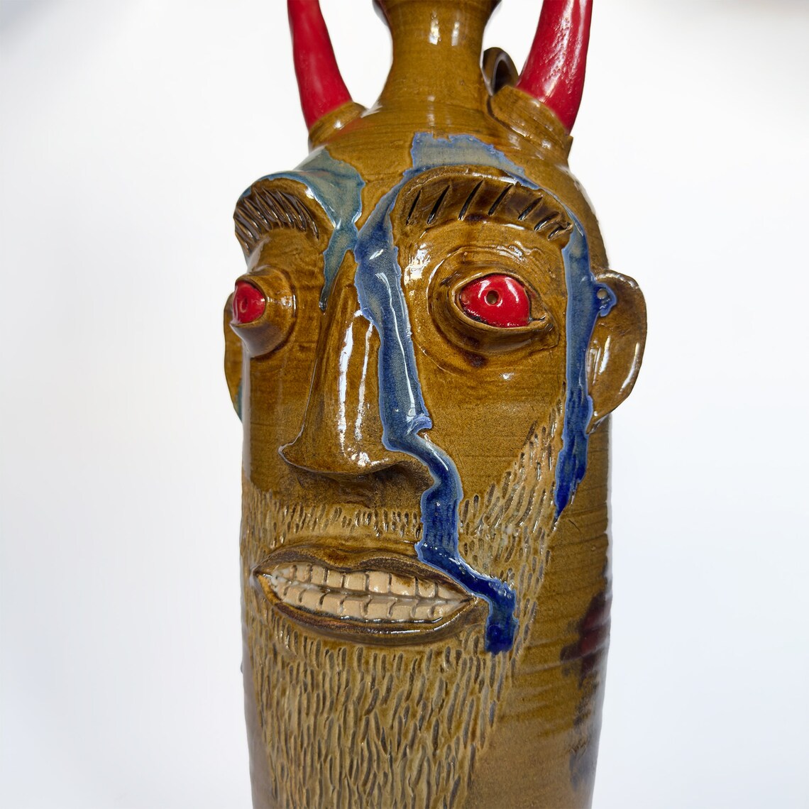 Devil Horned Face Jug, Randy Tobias - Etsy