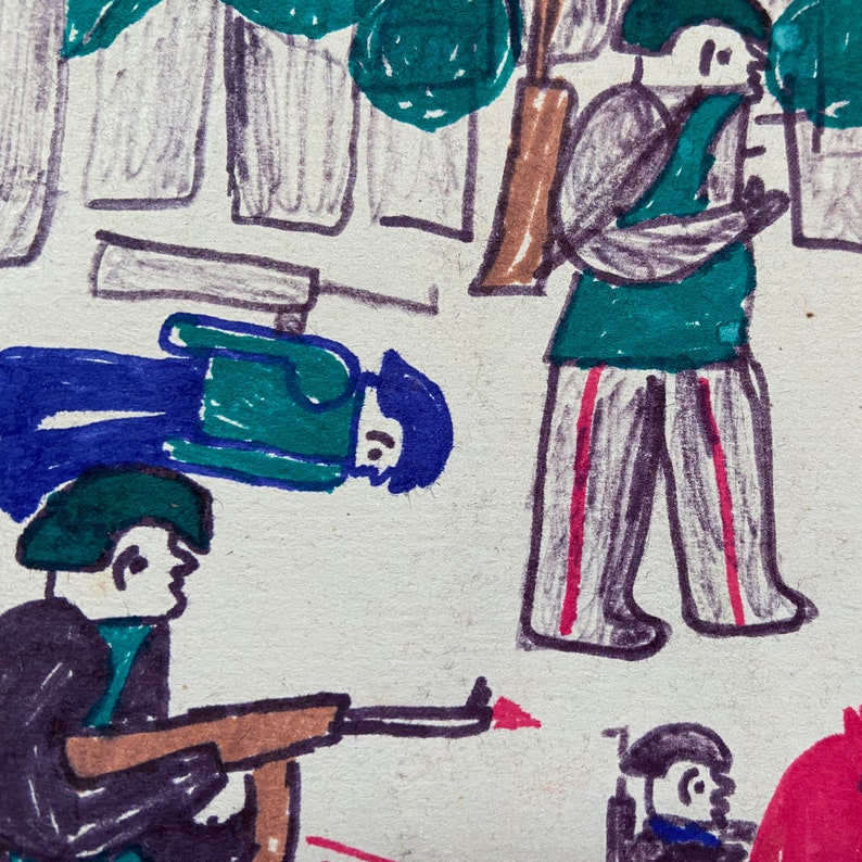 Outsider / Child's Art War Scene Drawing - Etsy