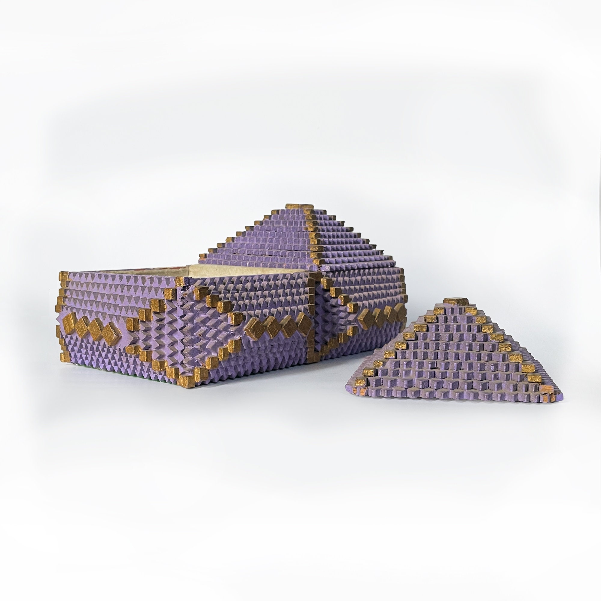 Mid 20th Century Lavender Double Pyramid Tramp Art Box - Etsy