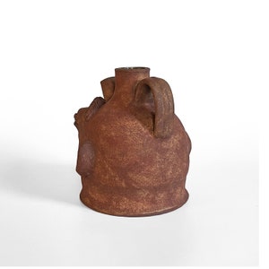Unglazed Red Clay Face Jug With Spouts - Etsy