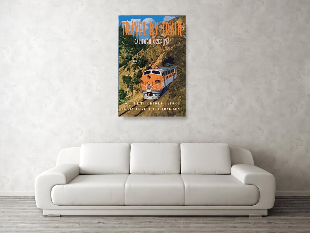 Large Wall Art Fun Travel by Train Poster California Zephyr Western ...