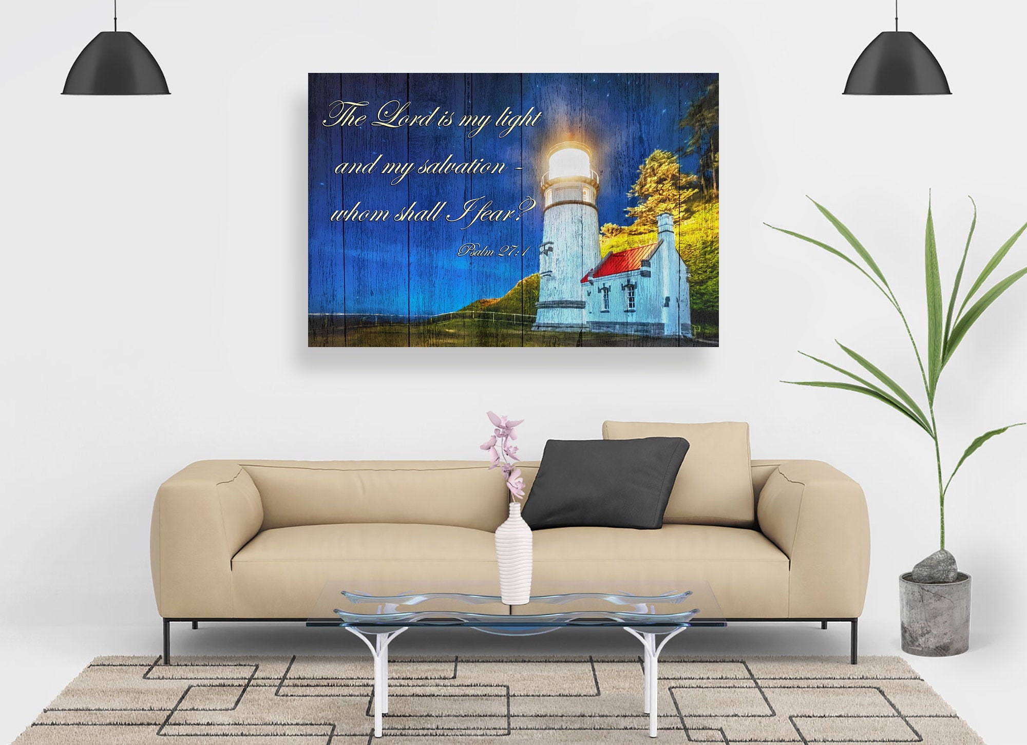 Psalm 27:1 Scripture Wall Art Picture Lighthouse Ocean Sea | Etsy