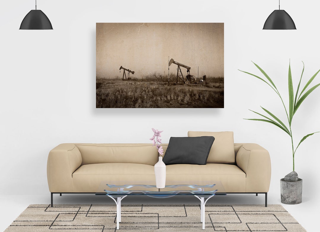 Large Wall Art "texas Tea" Oil Pump Field Snyder Texas Old Vintage ...