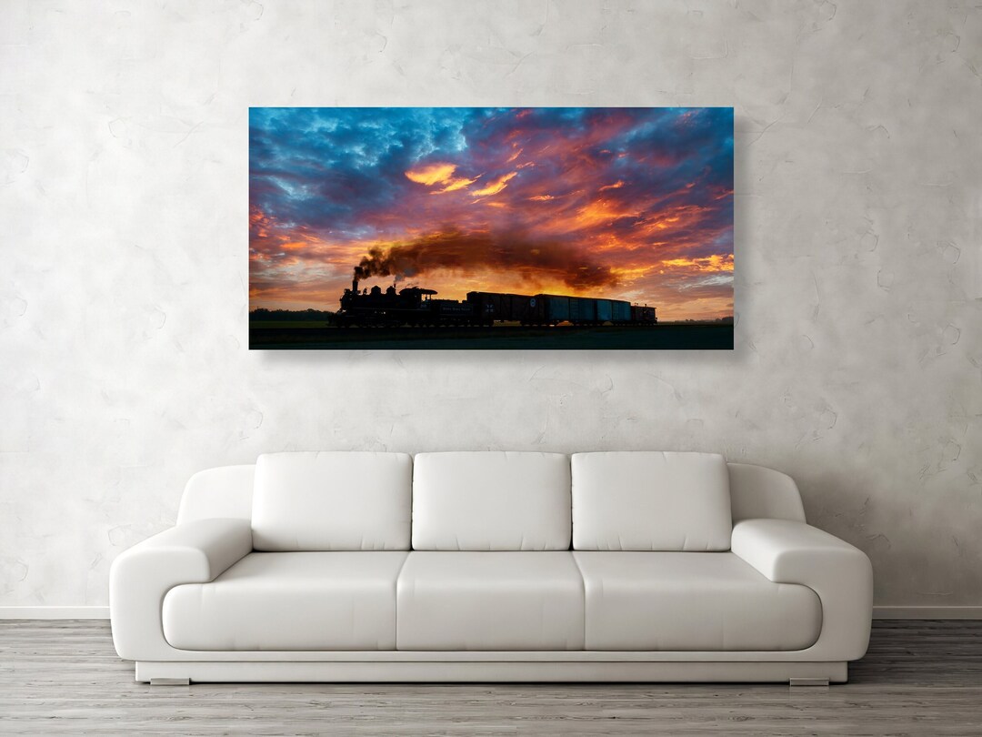 Large Wall Art Prairie Silhouette Steam Locomotive Engine 2-6-2 ...