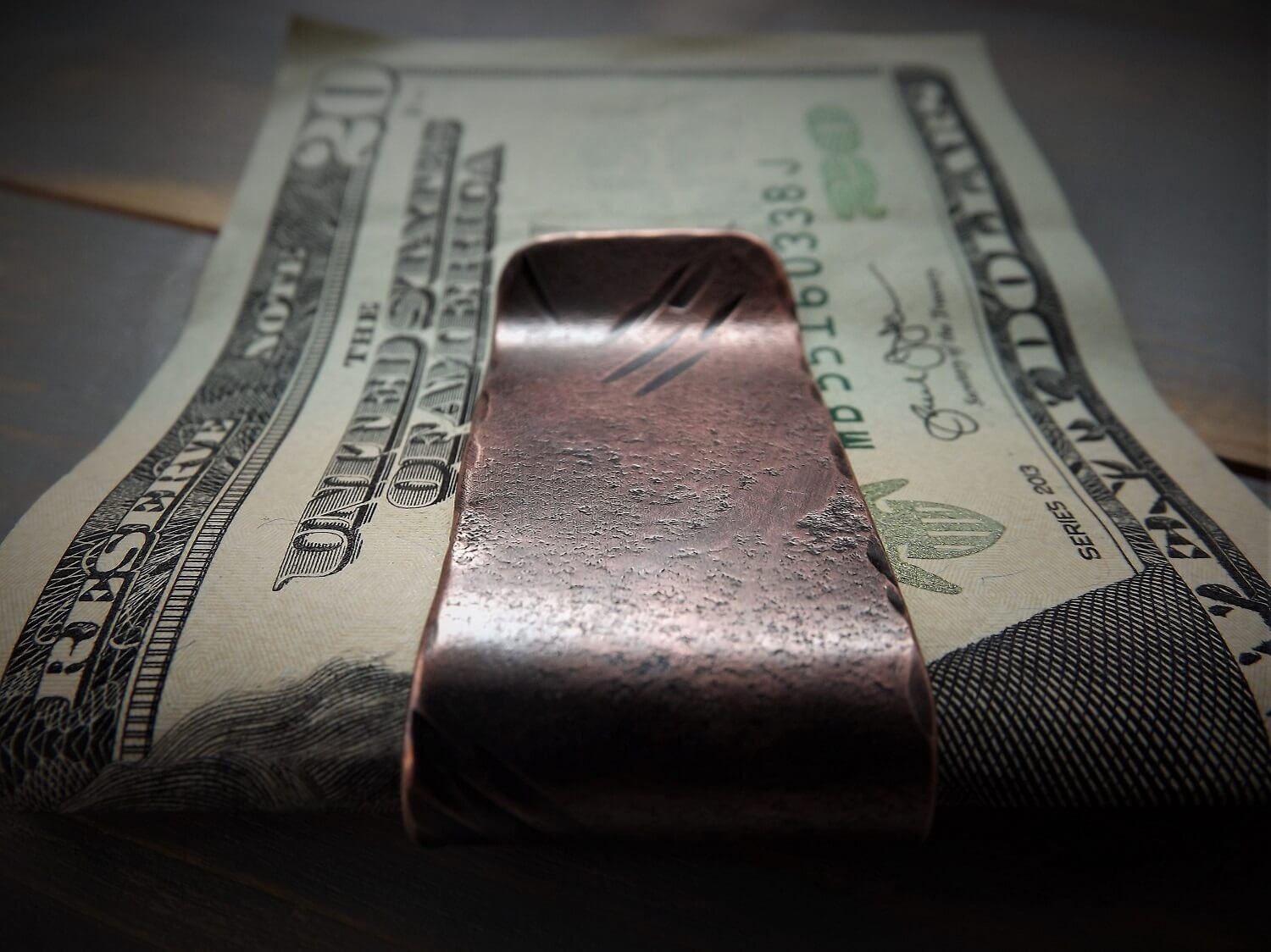 Handmade Copper Money Clip Hammered Distressed Billfold Patina Antique ...