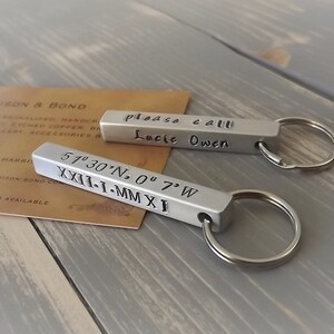 Personalised Keyring, Bar Keyring, Custom Keyring, Bar Key Fob, Stamped ...
