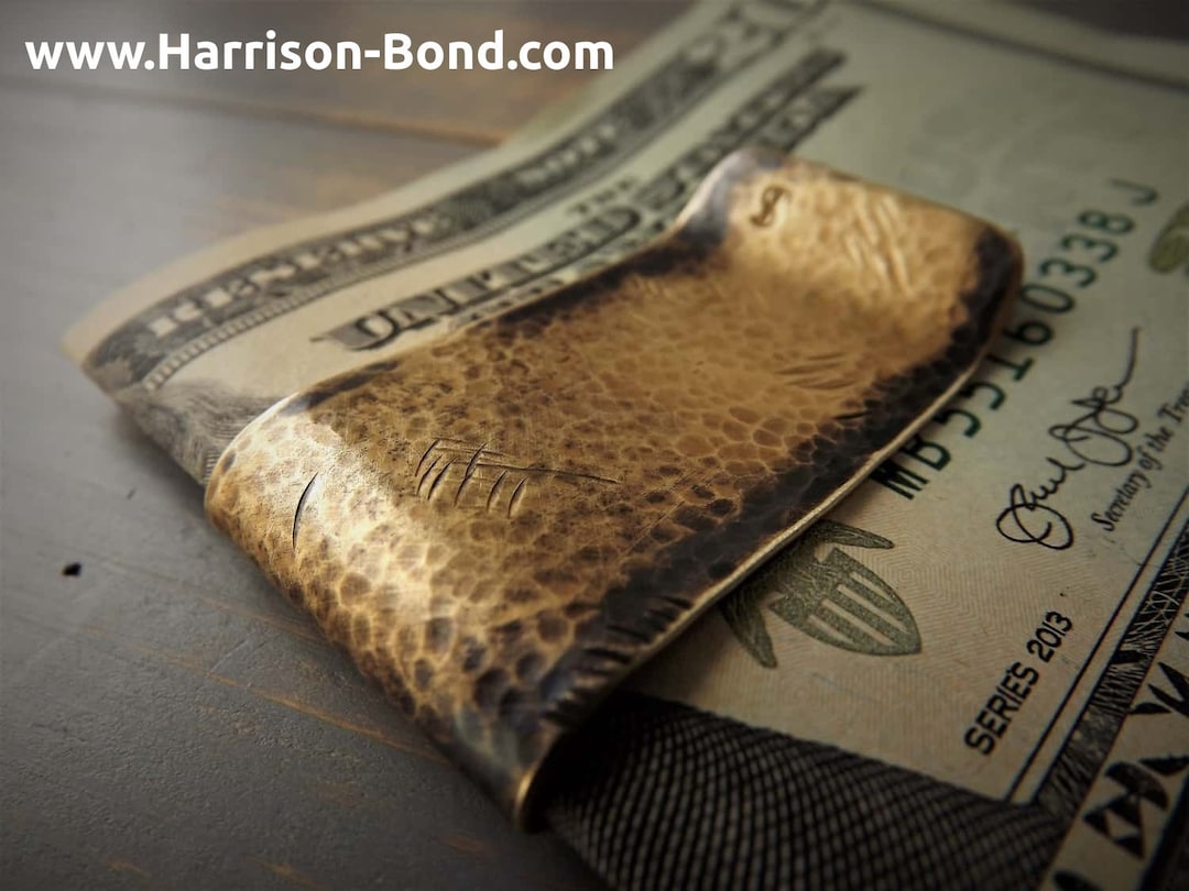 Brass Money Clip, Textured Money Clip, Rustic Money Clip, Distressed ...