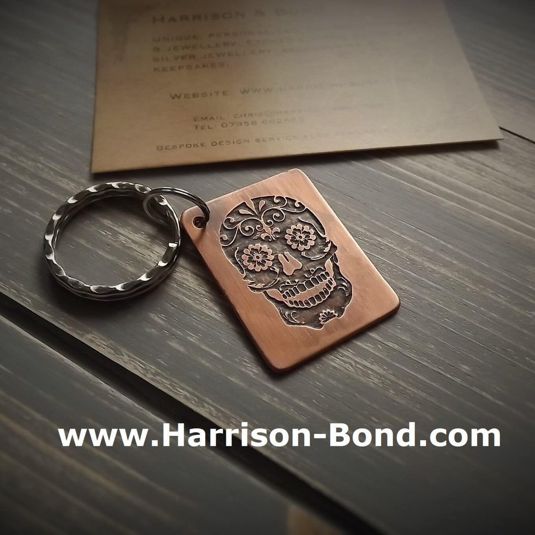 Sugar Skull Key Ring Day of the Dead Key Ring Skull Key - Etsy
