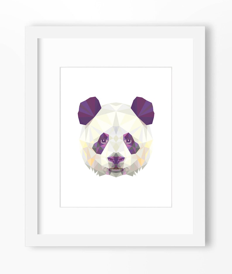 Panda Print, Panda Art, Panda Wall Art, Geometric Panda Print, Panda ...