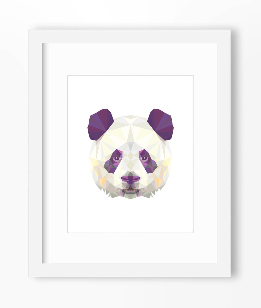 Panda Print, Panda Art, Panda Wall Art, Geometric Panda Print, Panda ...