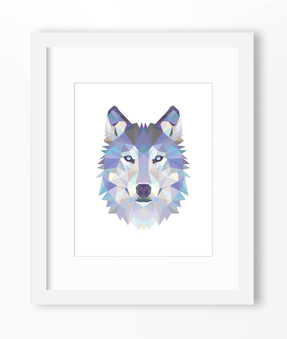 Wolf Print Wolf Art Wolf Wall Art Geometric Wolf Print - Etsy