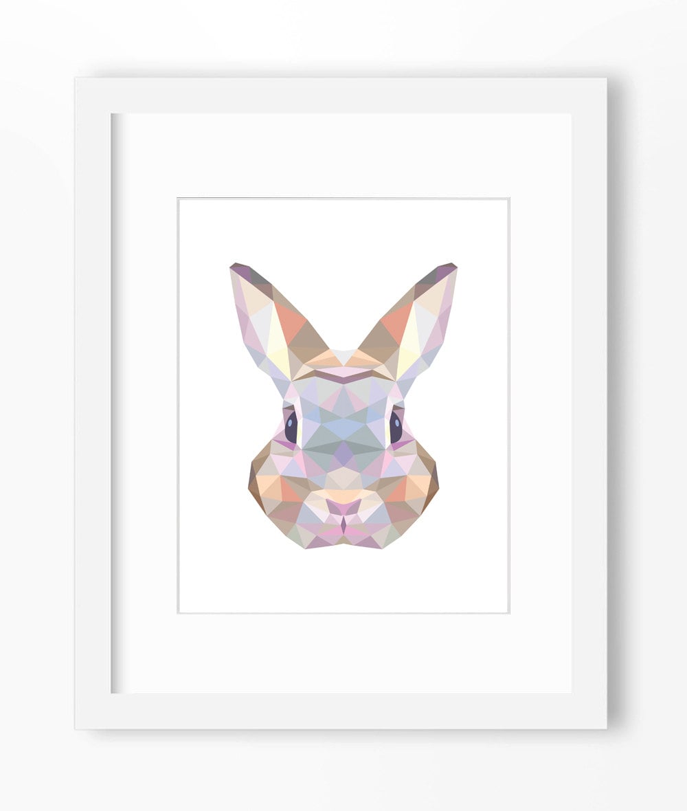 Bunny Print, Rabbit Art, Bunny Wall Art, Geometric Bunny Print,rabbit ...