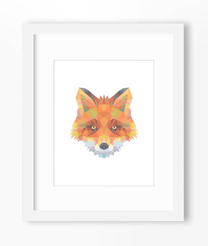 Fox Print, Fox Art, Fox Wall Art, Geometric Fox Print, Fox Print ...