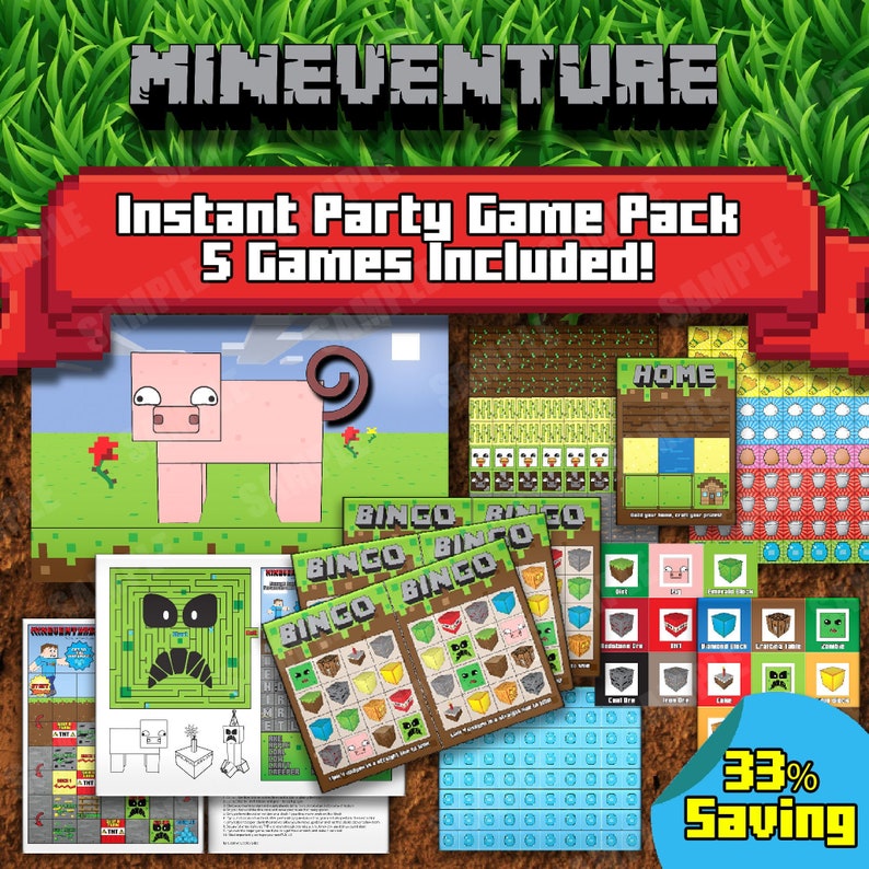 Mineventure Instant Party Game Pack - Instant Download - DIY Printable ...