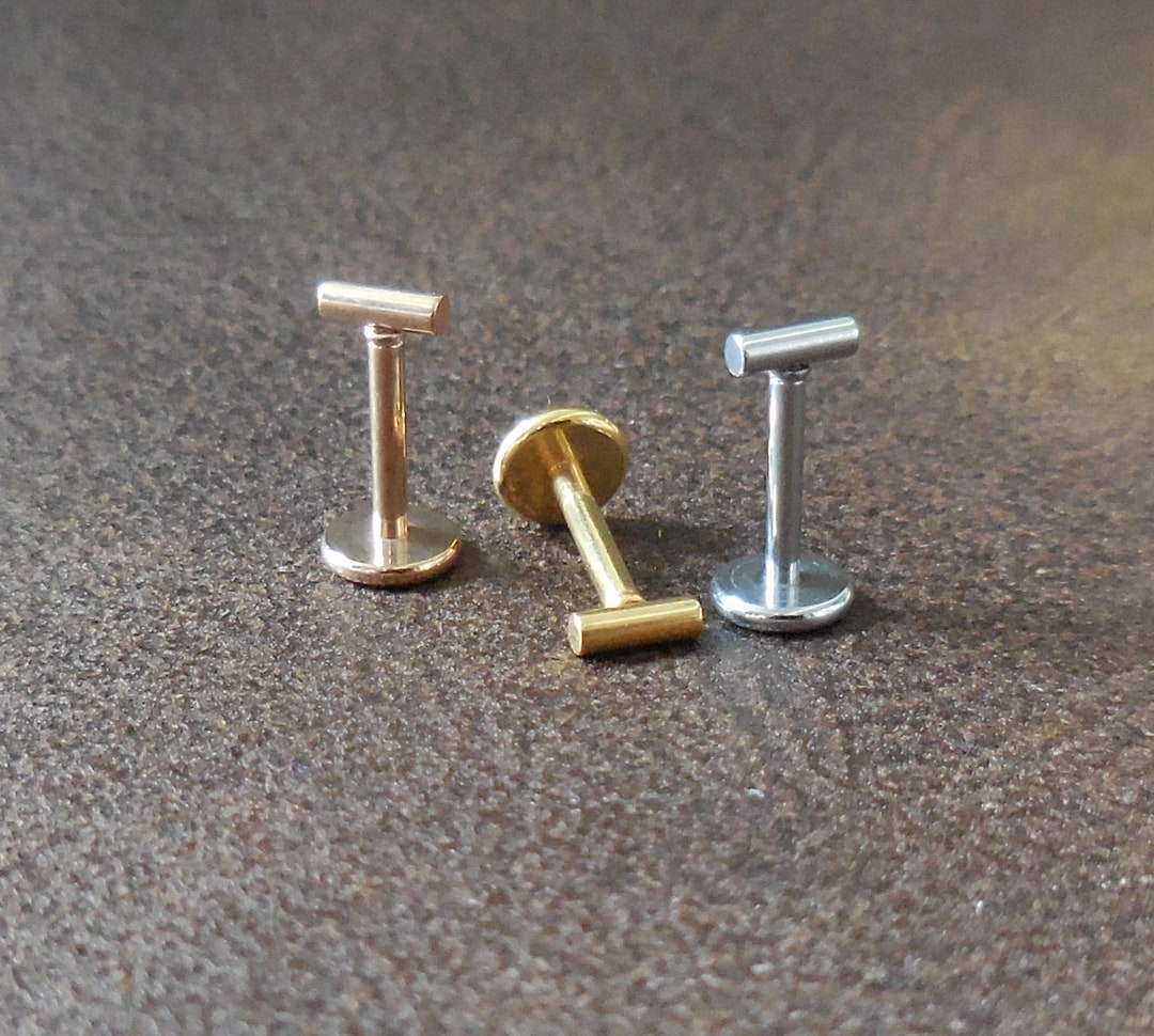 Small Straight Bar Labret Stud 16G, 18G, 20G Flatback Threadless Tragus ...