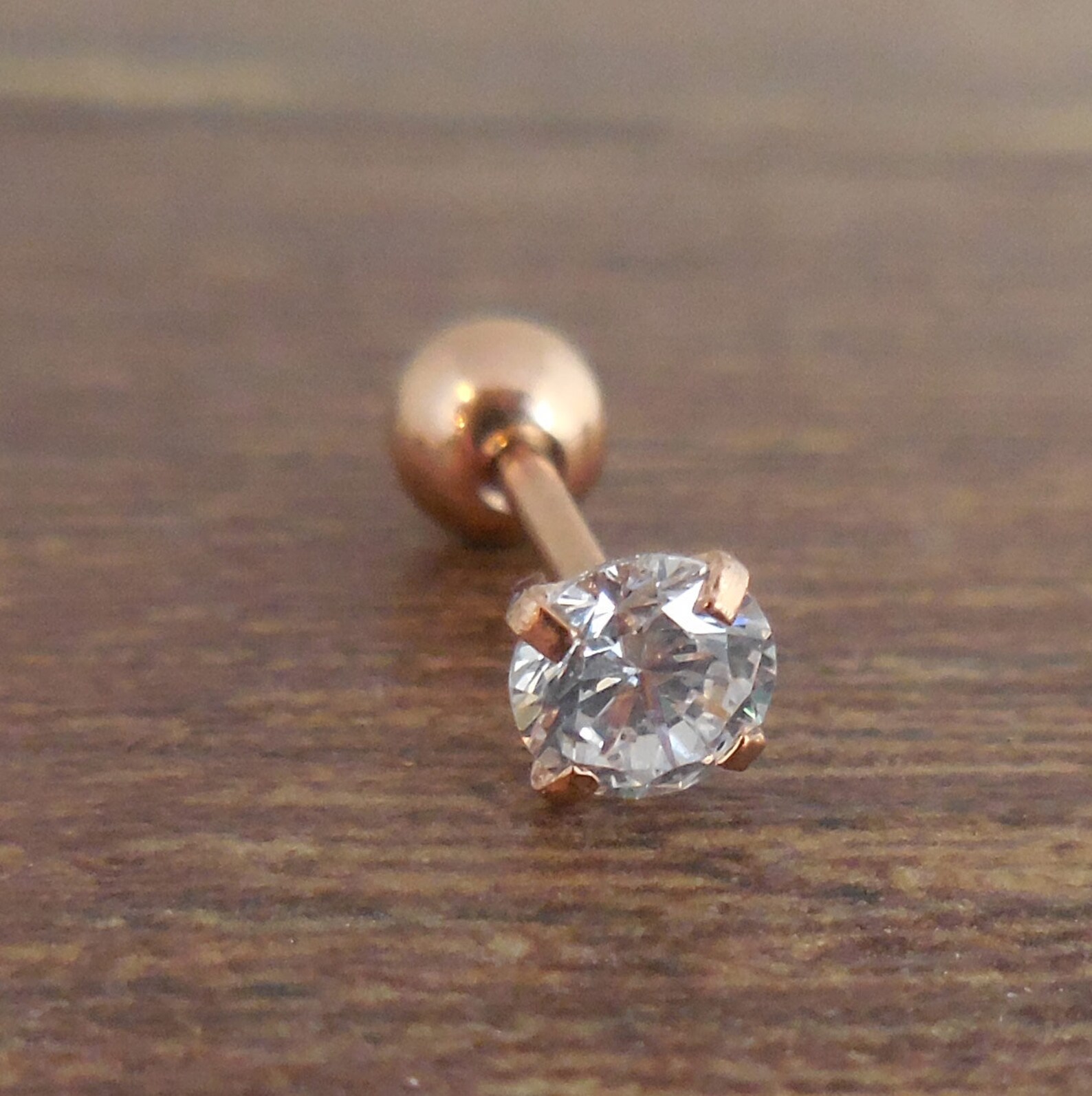 18G Rose Gold Tone Triple Helix Ball Back Tragus Cartilage - Etsy