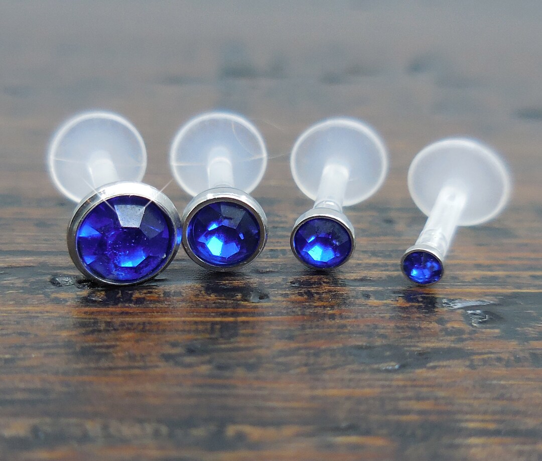 Bioflex Royal Blue Cubic Zirconia Cartilage Earring, 16G Helix Tragus ...
