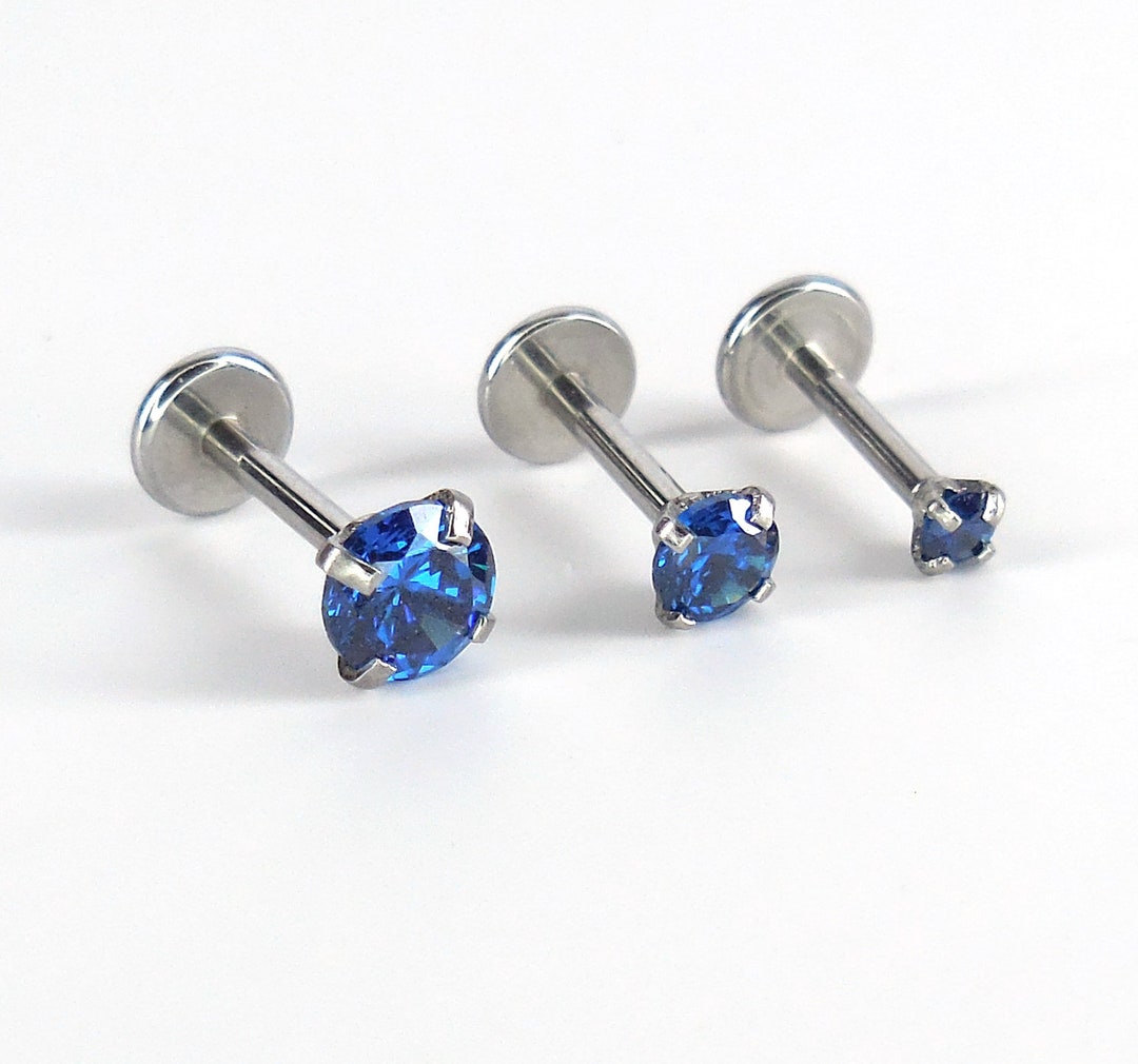 Blue Threadless Labret Stud: Surgical Steel Push Pin, 16G-20G - Etsy