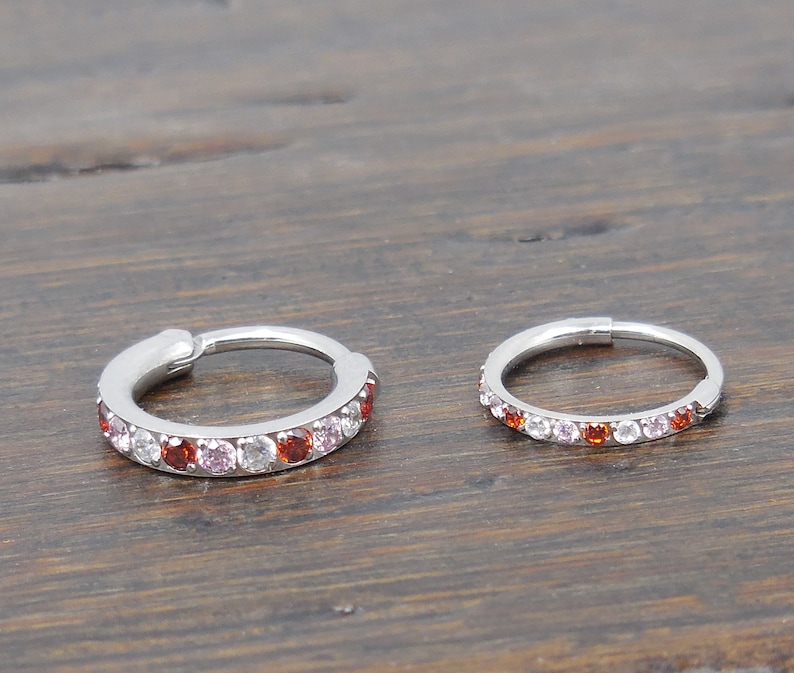 Valentine CZ Surgical Steel Hinged Nose Ring, Helix Hoop (18G/20G) - Etsy