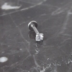 16g 3mm 3.5mm or 4mm Tragus 1/4" 6mm Cartilage Clear Prong Set Cubic ...