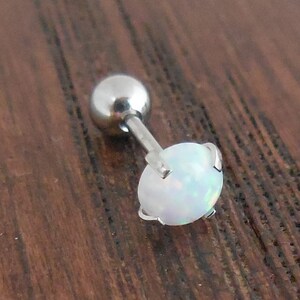 New White Fire & Ice Opal 18G 1/4" 2-5mm Ball Back Triple Forward Helix ...