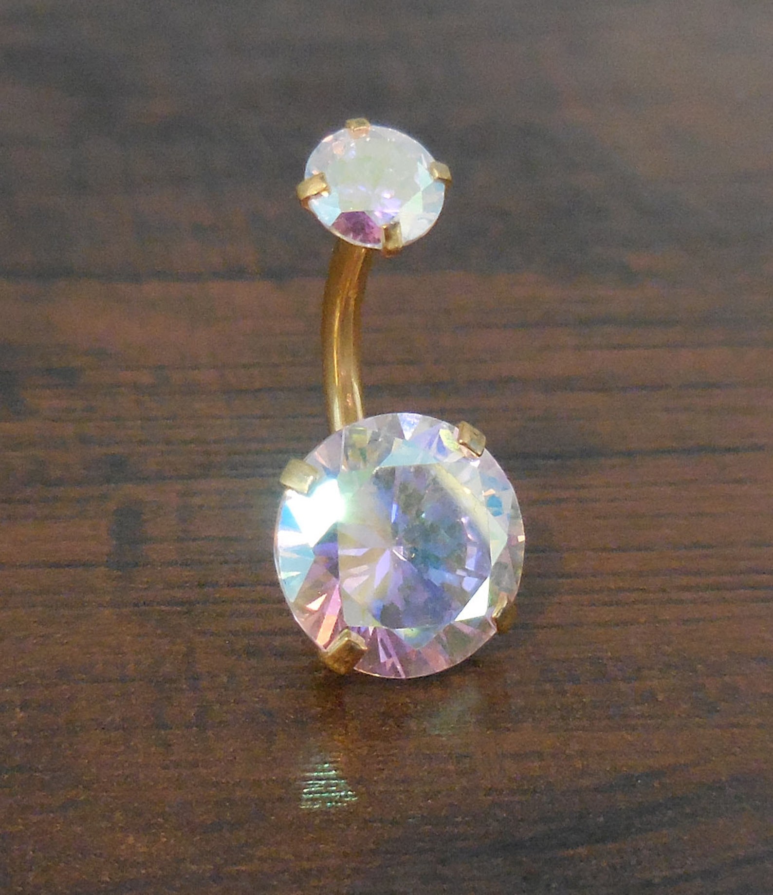 Internally Threaded Double Prong Set Large 10mm Clear CZ | Etsy