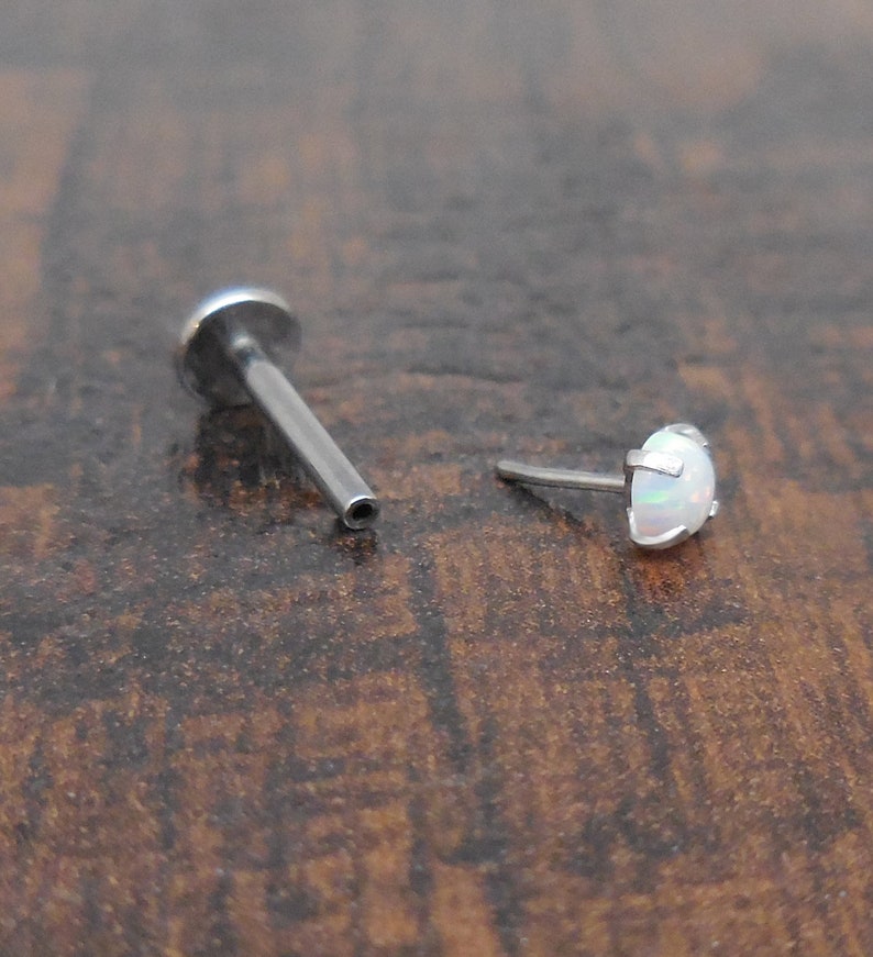 18G 2-4mm Tragus Clear CZ Stone Threadless 6mm-8mm White Opal | Etsy